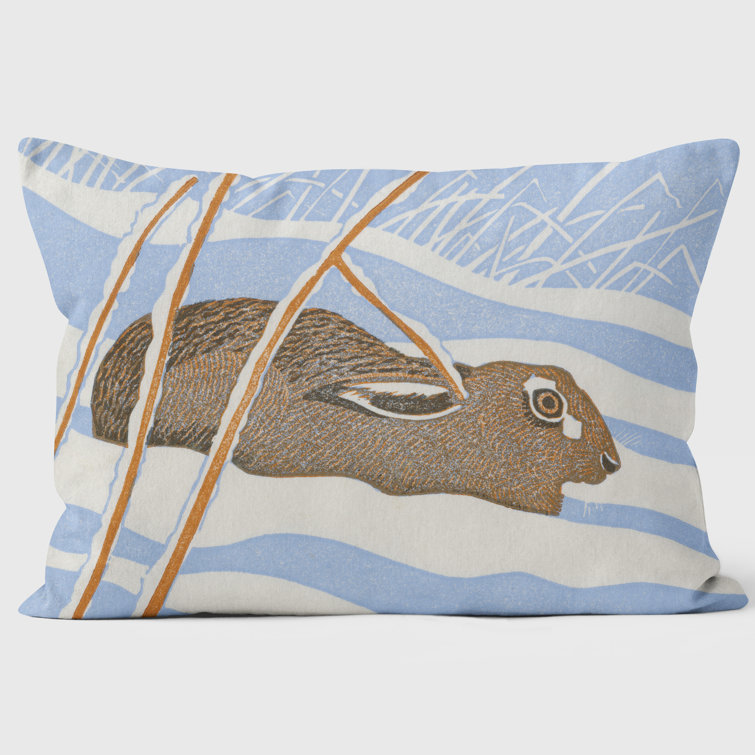We Love Cushions Hare in Snow - Robert Gillmor Cushion | Wayfair.co.uk